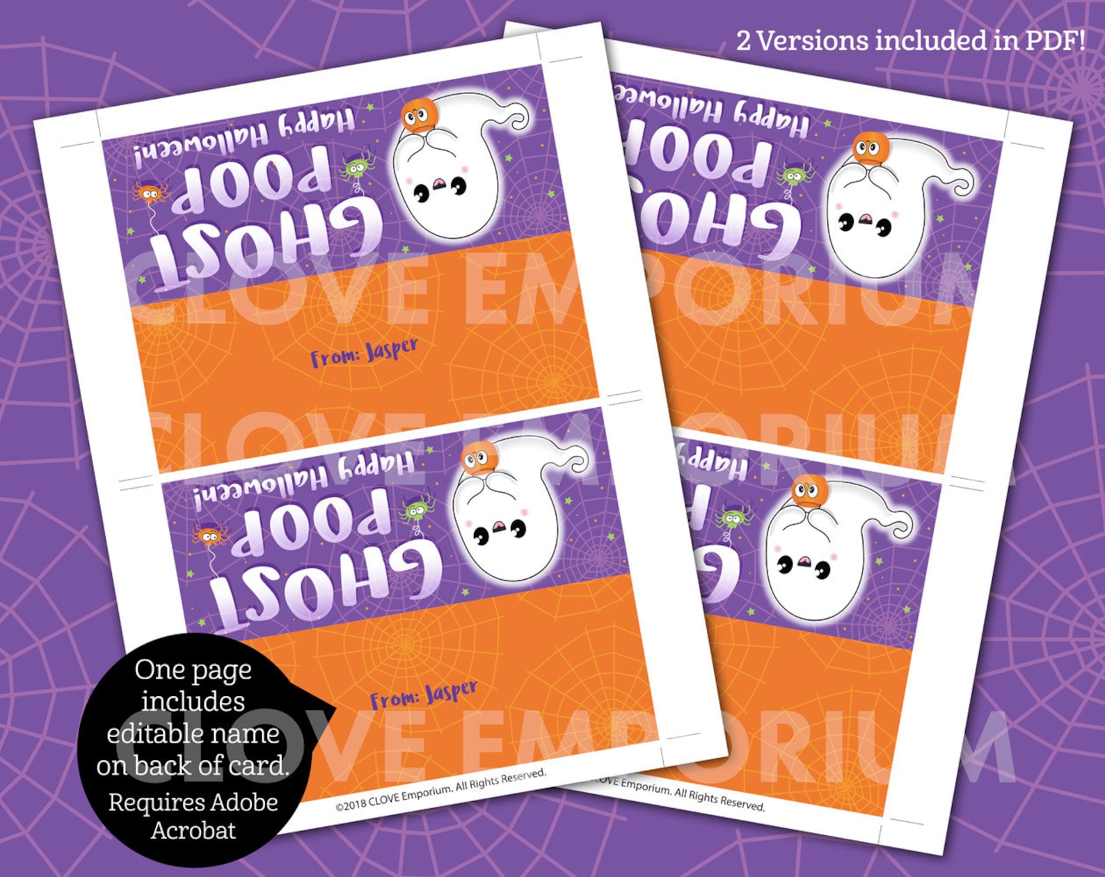 Ghost Poop Bag Topper INSTANT EDITABLE DOWNLOAD Halloween | Etsy