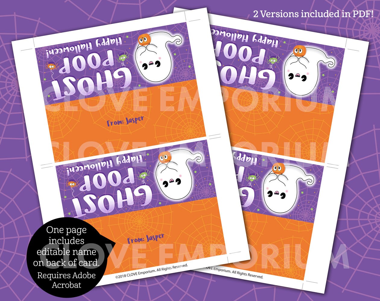 Ghost Poop Bag Topper, INSTANT EDITABLE DOWNLOAD, Halloween Treat Bag ...