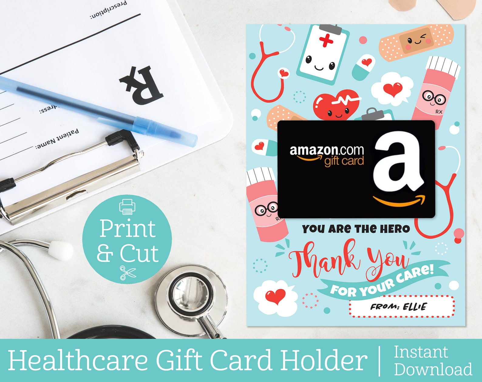 Healthcare Workers Gift Card Holder INSTANT EDITABLE | Etsy