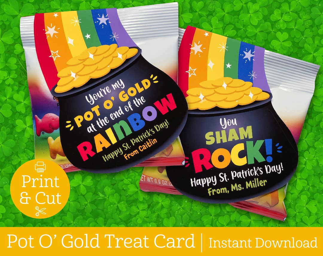 Pot of Gold Gift Tags, INSTANT EDITABLE DOWNLOAD, St Patricks Day ...