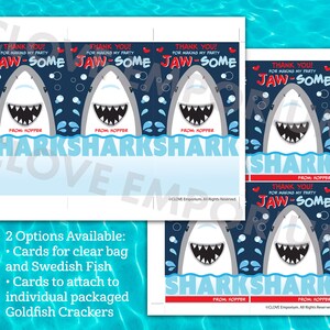 Shark Birthday Favor, INSTANT EDITABLE DOWNLOAD, Jaw-some, Shark ...