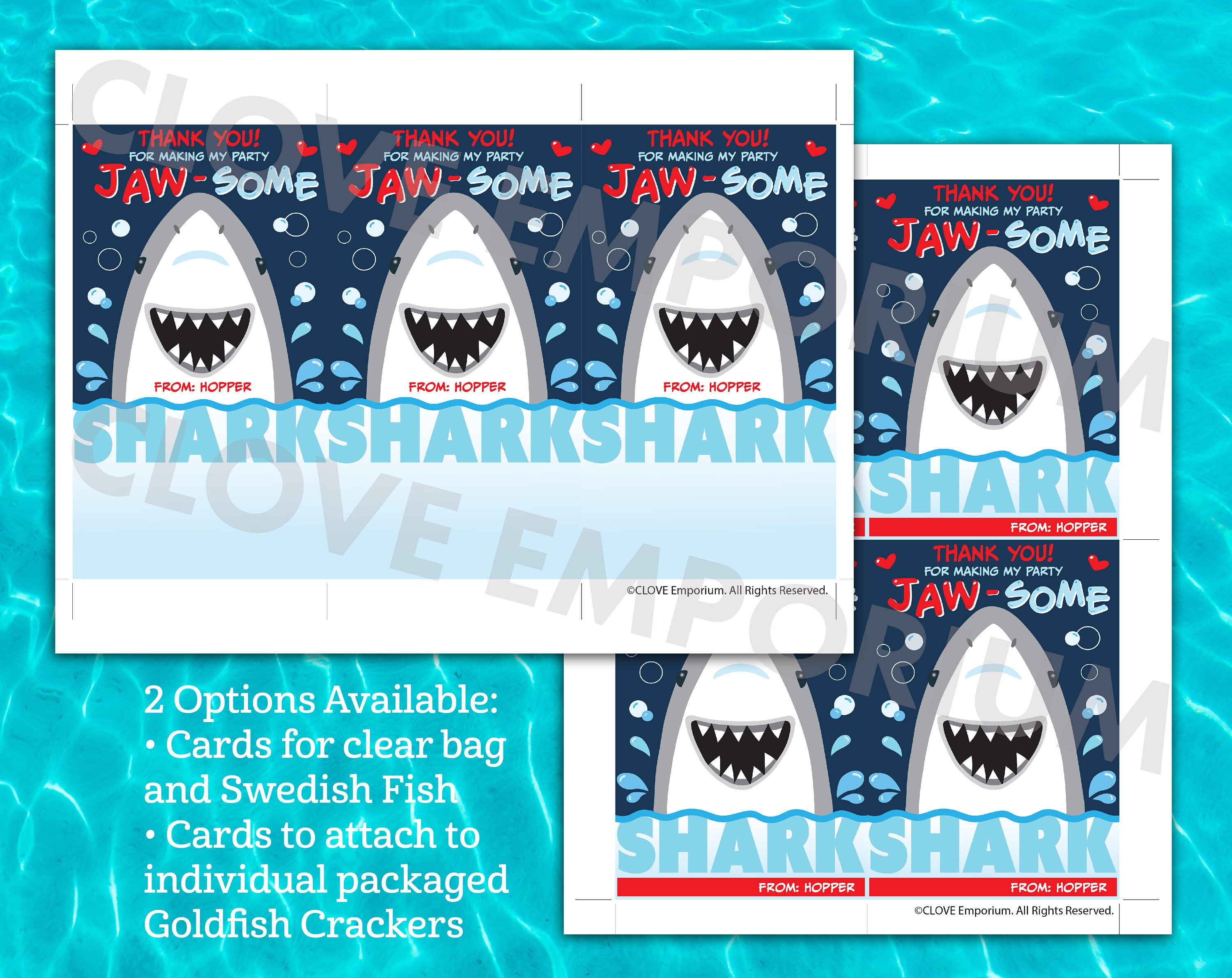 Shark Birthday Favor, INSTANT EDITABLE DOWNLOAD, Jaw-some, Shark ...