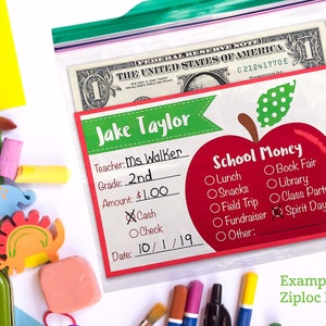 School Money Labels, DIGITAL EDITABLE DOWNLOAD, Personalized Money ...