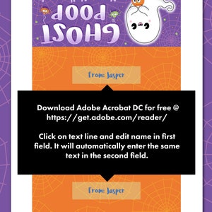 Ghost Poop Bag Topper, INSTANT EDITABLE DOWNLOAD, Halloween Treat Bag ...