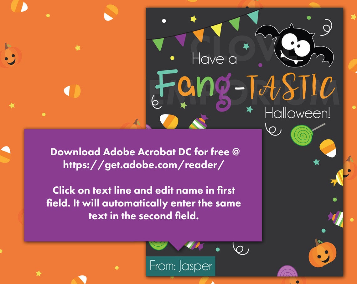 Fang-tastic Halloween Card Instant Editable Download - Etsy