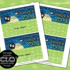 Bugs and Kisses Bag Topper, INSTANT EDITABLE DOWNLOAD, Halloween Treat ...