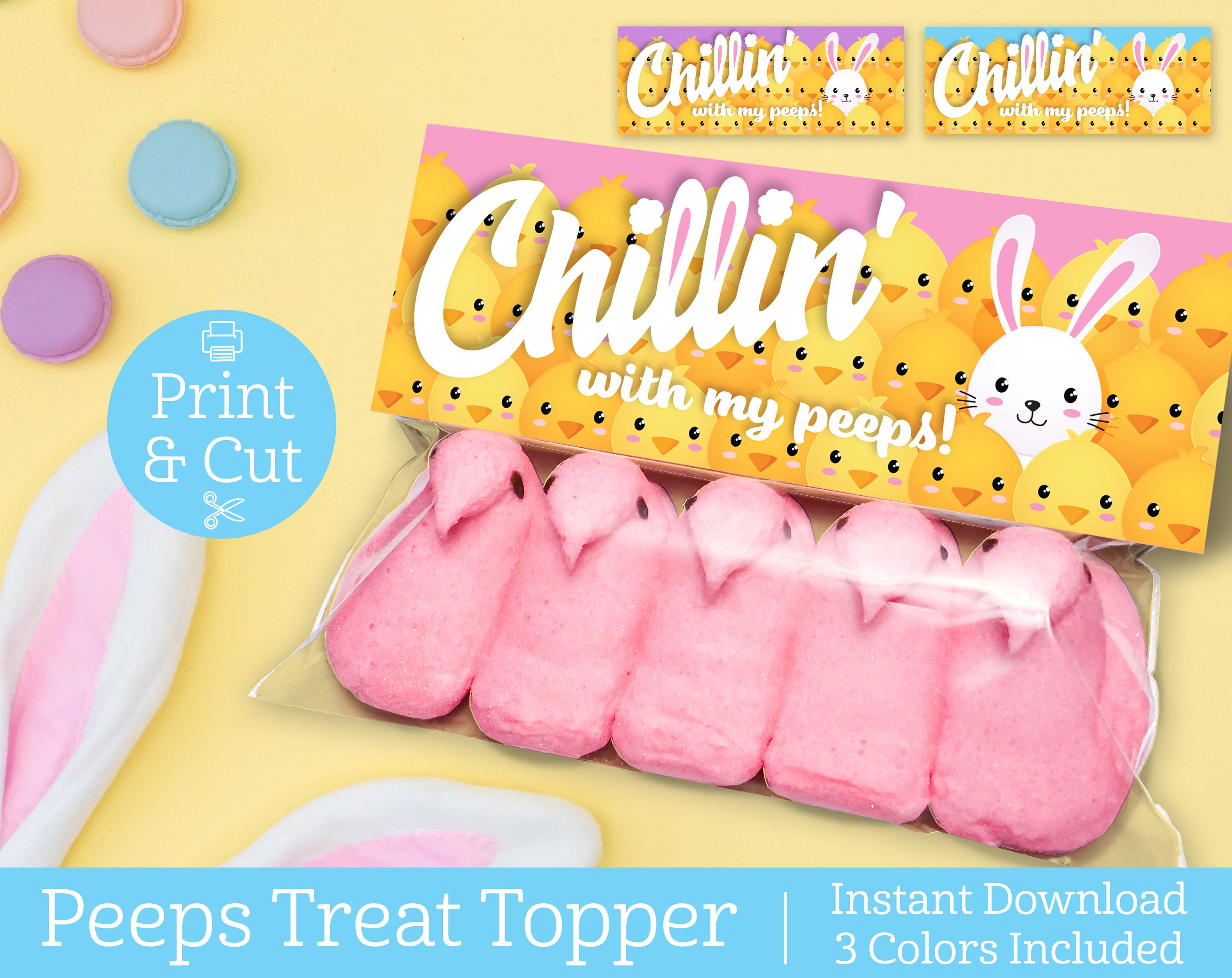 Easter Peeps Bag Topper INSTANT EDITABLE DOWNLOAD Easter | Etsy