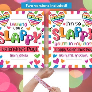 Slap Bracelet Valentine Card, Instant Editable Download, Classroom ...
