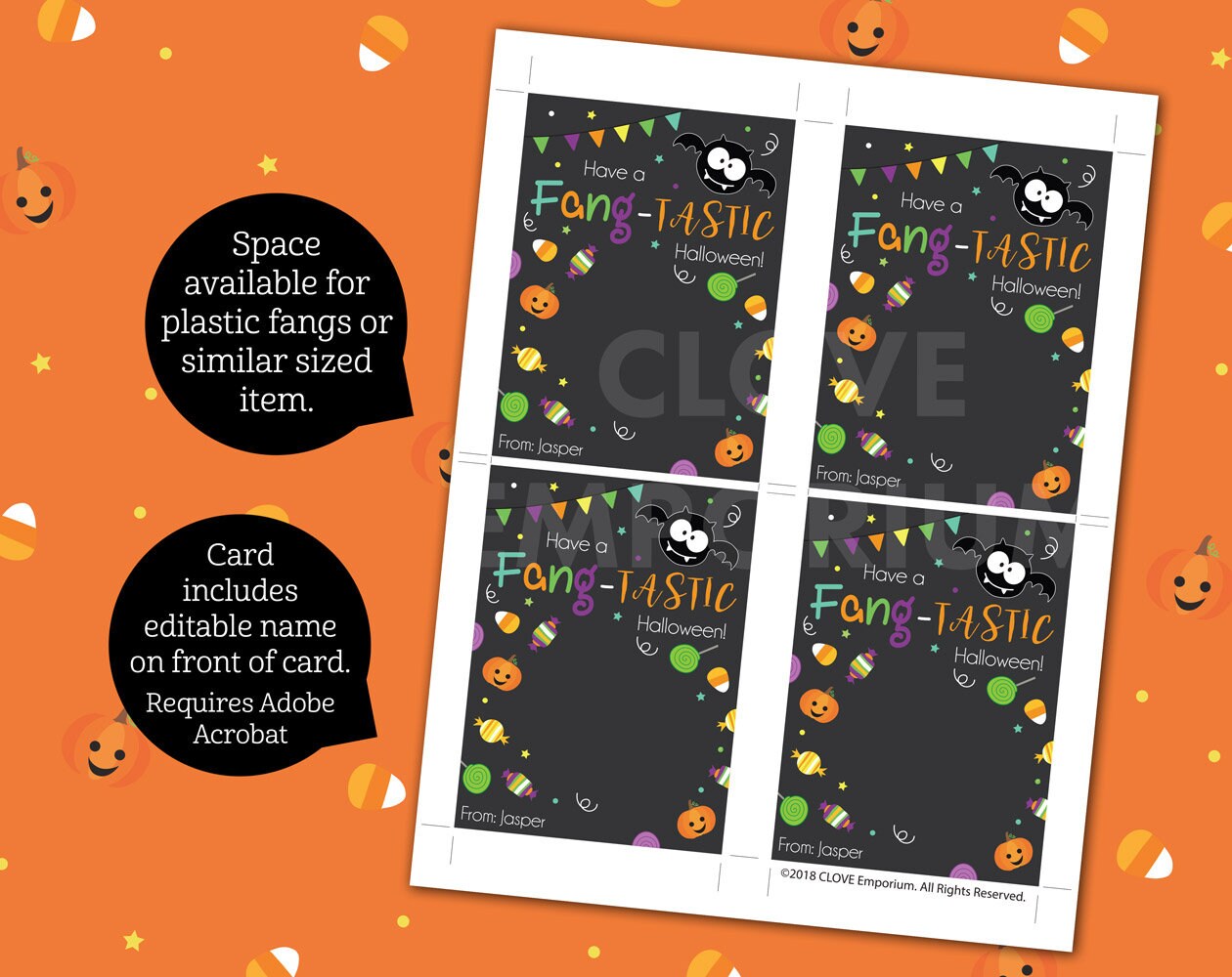 Fang-tastic Halloween Card Instant Editable Download - Etsy