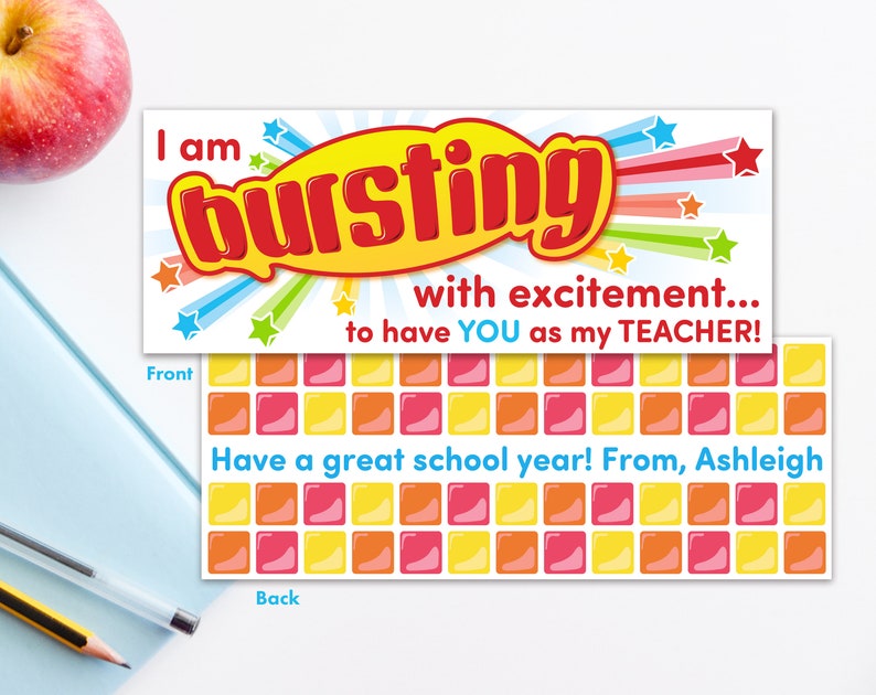 Bursting With Excitement Bag Topper, DIGITAL EDITABLE DOWNLOAD, Teacher ...