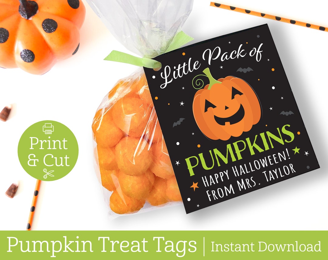 Pumpkin Tags,instant EDITABLE DOWNLOAD, Pumpkin Treat Bag, Non-candy ...