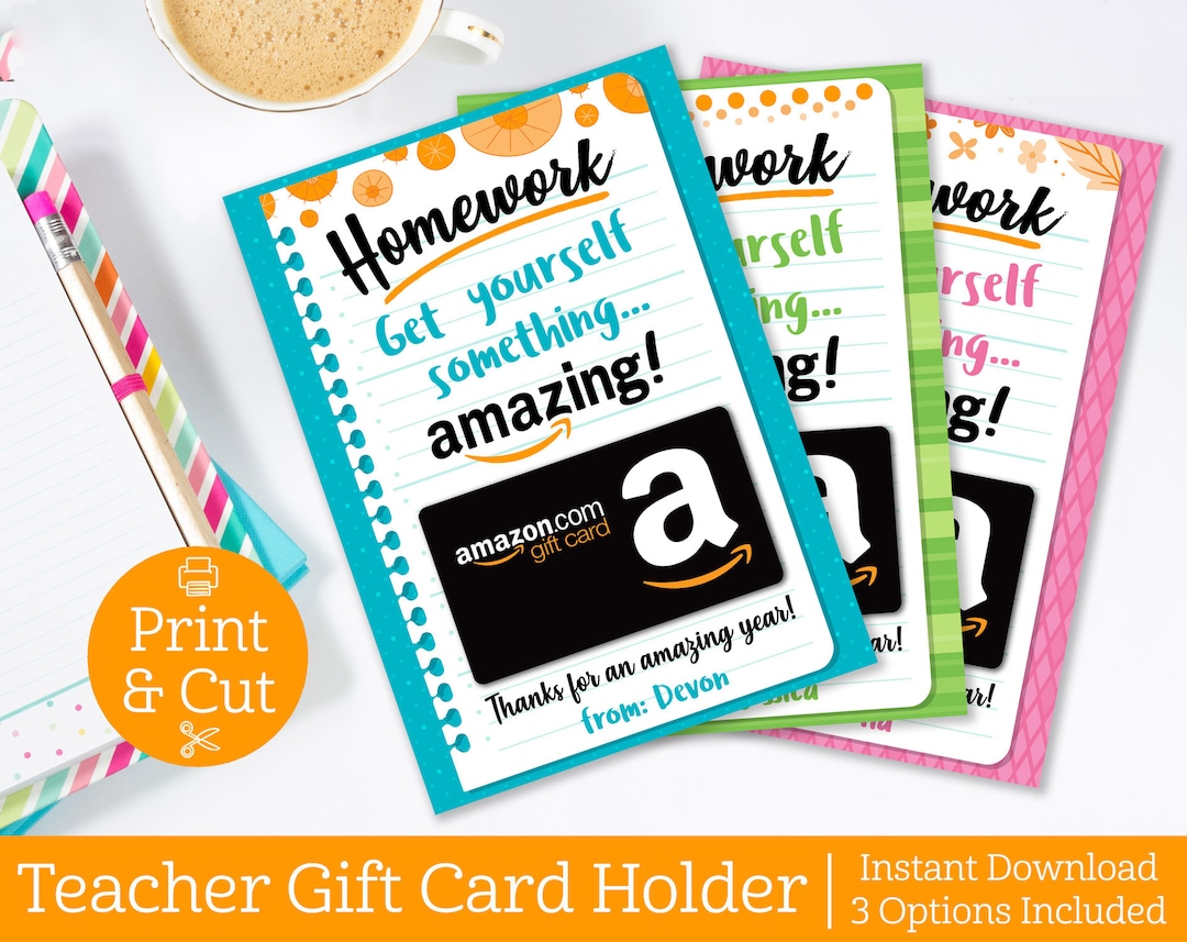 Amazon Gift Card Holder, DIGITAL EDITABLE DOWNLOAD, Teacher Gift ...