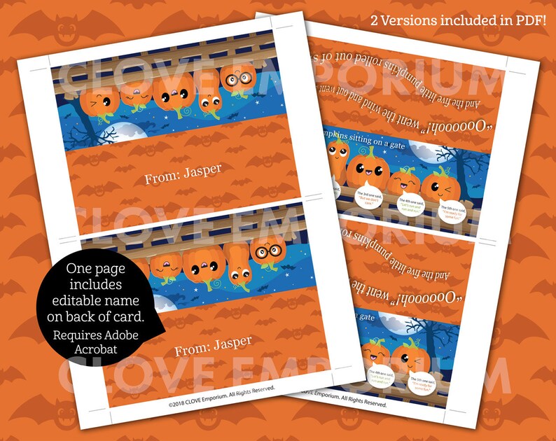 5 Little Pumpkins Bag Topper, DIGITAL EDITABLE DOWNLOAD, Halloween ...