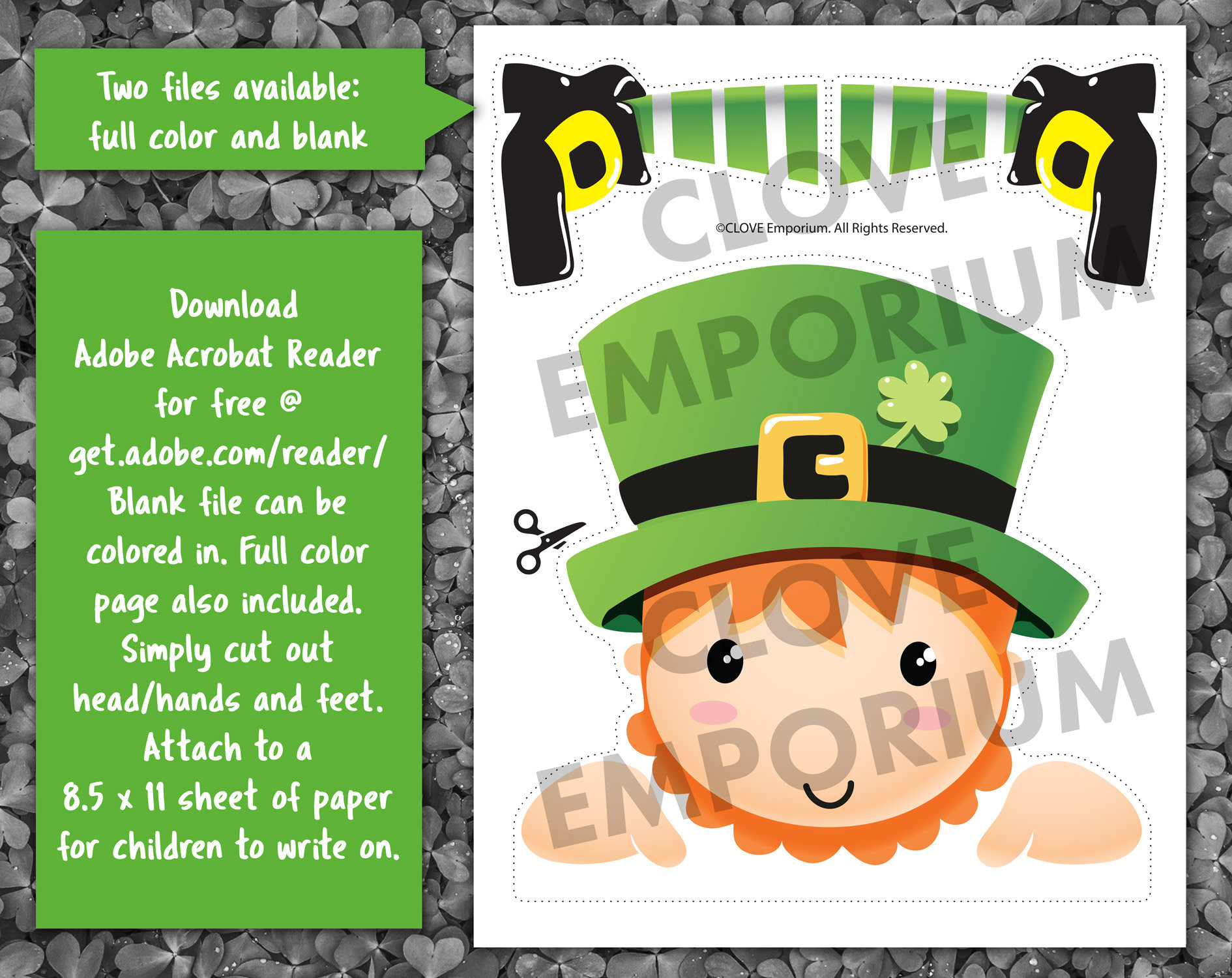 Leprechaun Page Topper INSTANT DOWNLOAD St. Patricks Day - Etsy