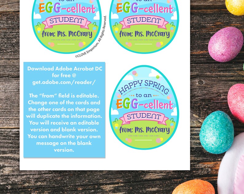 Egg-cellent Student Instant Editable Download Easter Pencil - Etsy