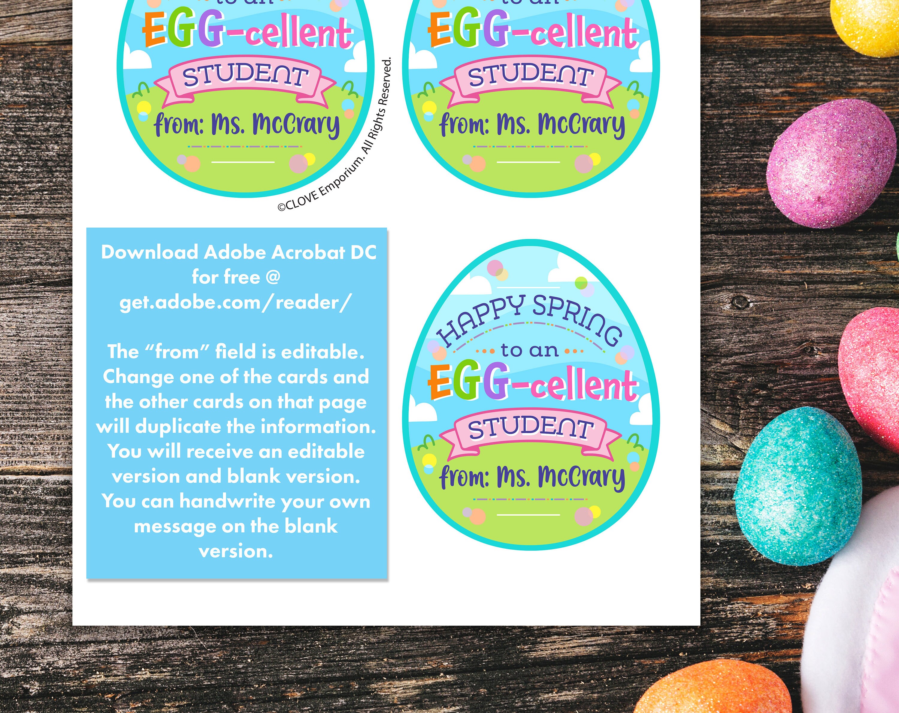 Egg-cellent Student Instant Editable Download Easter Pencil - Etsy