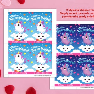 Unicorn Valentine Card, INSTANT EDITABLE DOWNLOAD, Unicorn, Valentines ...