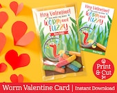 Worm Valentine Cards DIGITAL EDITABLE DOWNLOAD Gummy Worm - Etsy