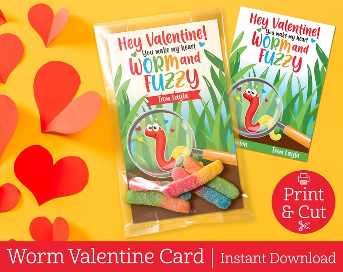 Love Bug Valentine Cards for Kids, PRINTABLE Classroom Valentines ...