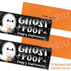 Ghost Poop Bag Topper, INSTANT EDITABLE DOWNLOAD, Halloween Treat Bag ...