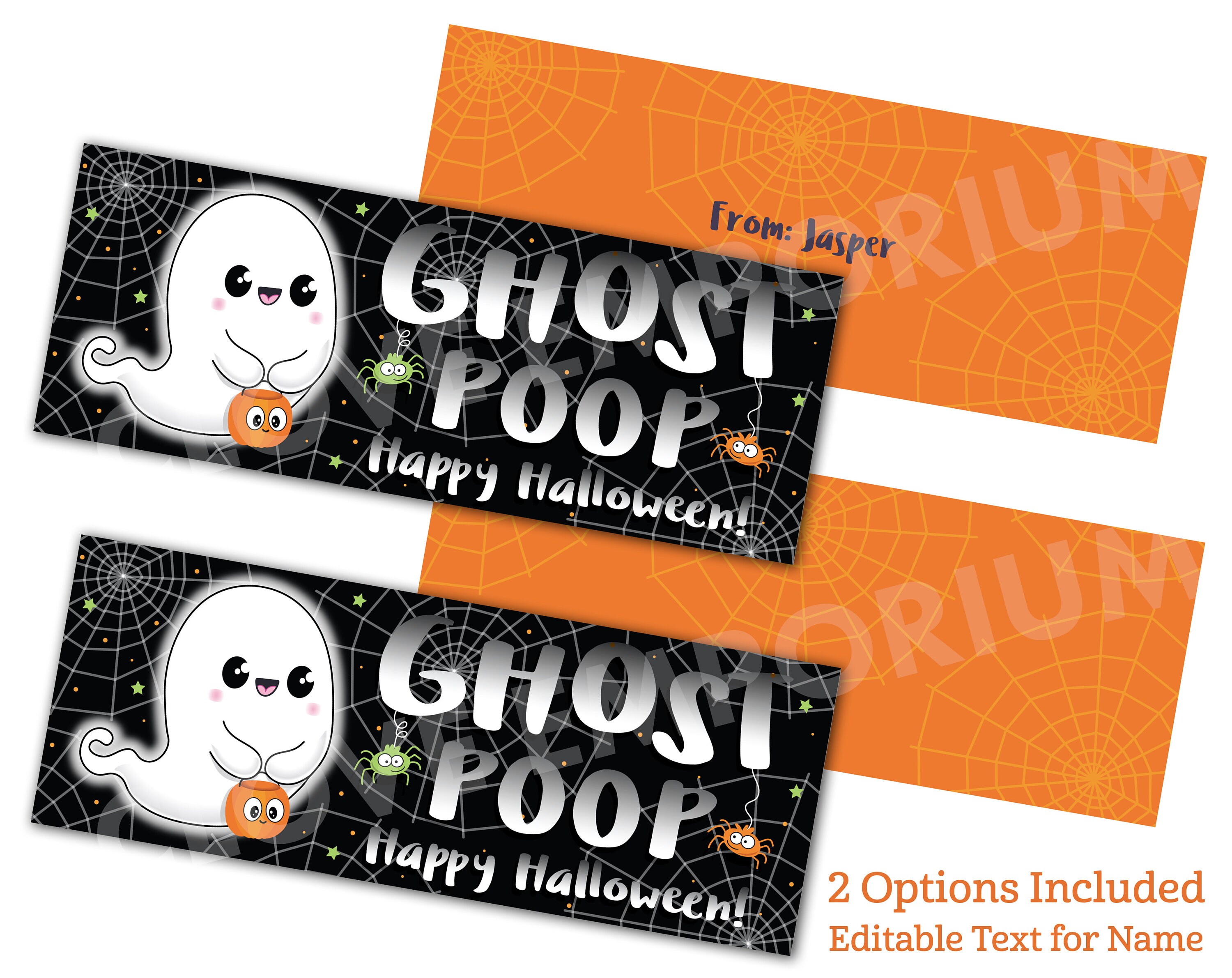 Ghost Poop Bag Topper INSTANT EDITABLE DOWNLOAD Halloween | Etsy