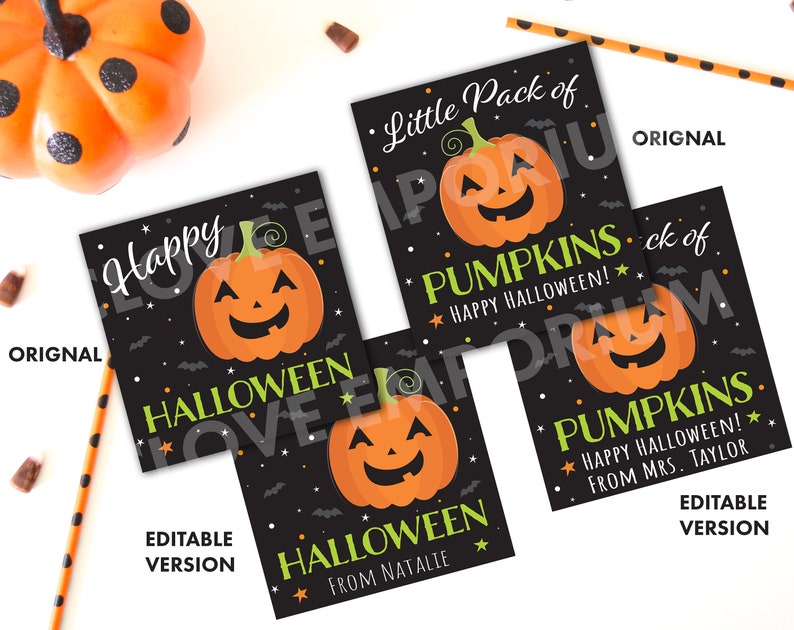 Pumpkin Tagsinstant EDITABLE DOWNLOAD Pumpkin Treat Bag - Etsy