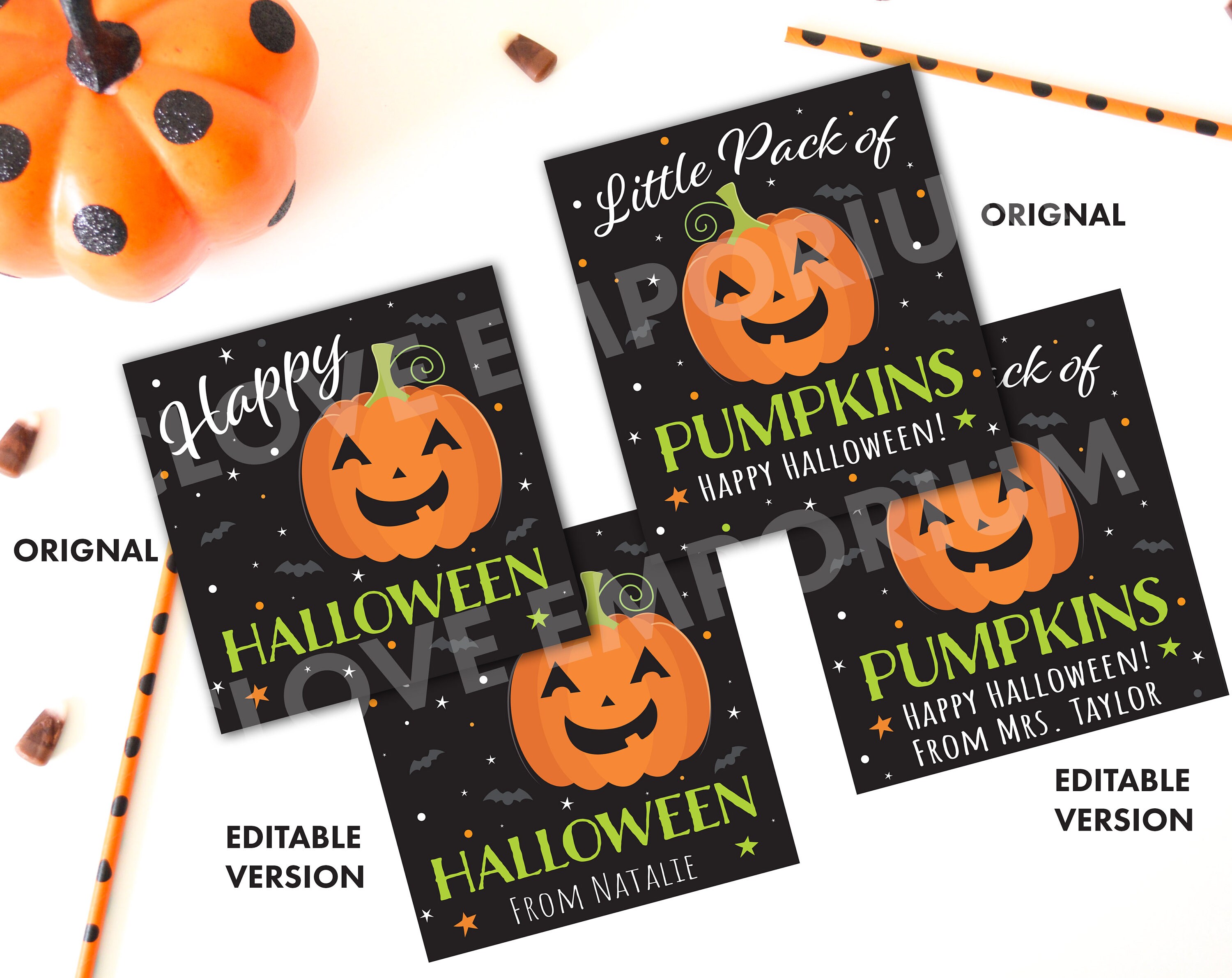 Pumpkin Tagsinstant EDITABLE DOWNLOAD Pumpkin Treat Bag - Etsy