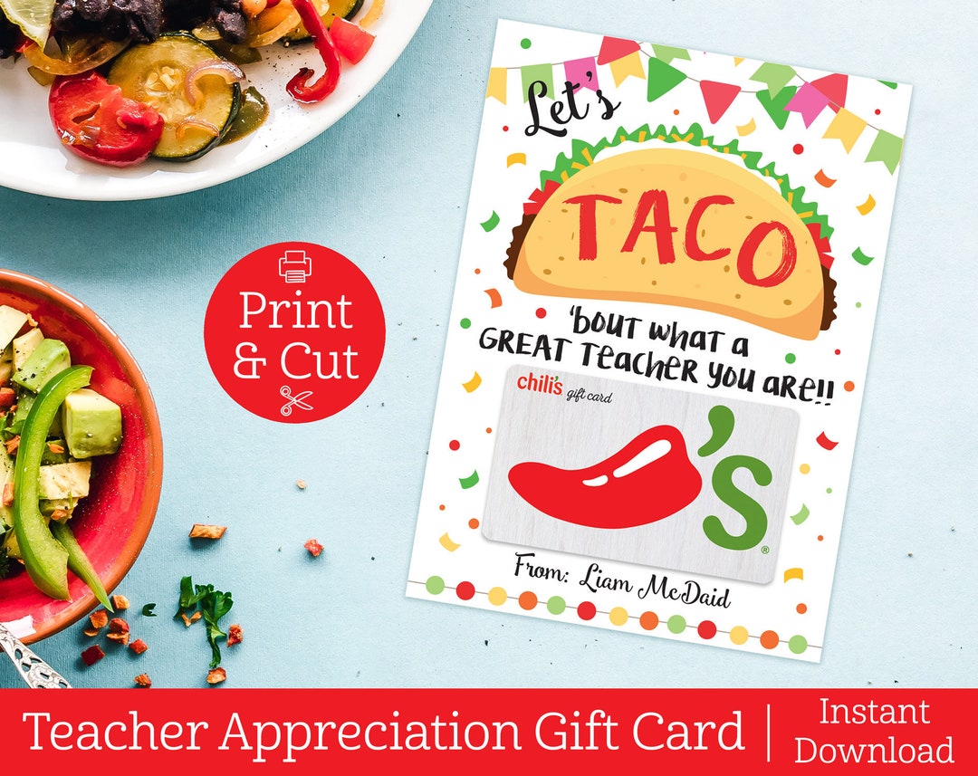 Taco Gift Card Holder, DIGITAL EDITABLE DOWNLOAD, Let's Taco 'bout ...