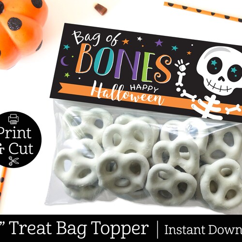 Skeleton Treat Bag Topper Bag of Bones Bag Topper INSTANT | Etsy