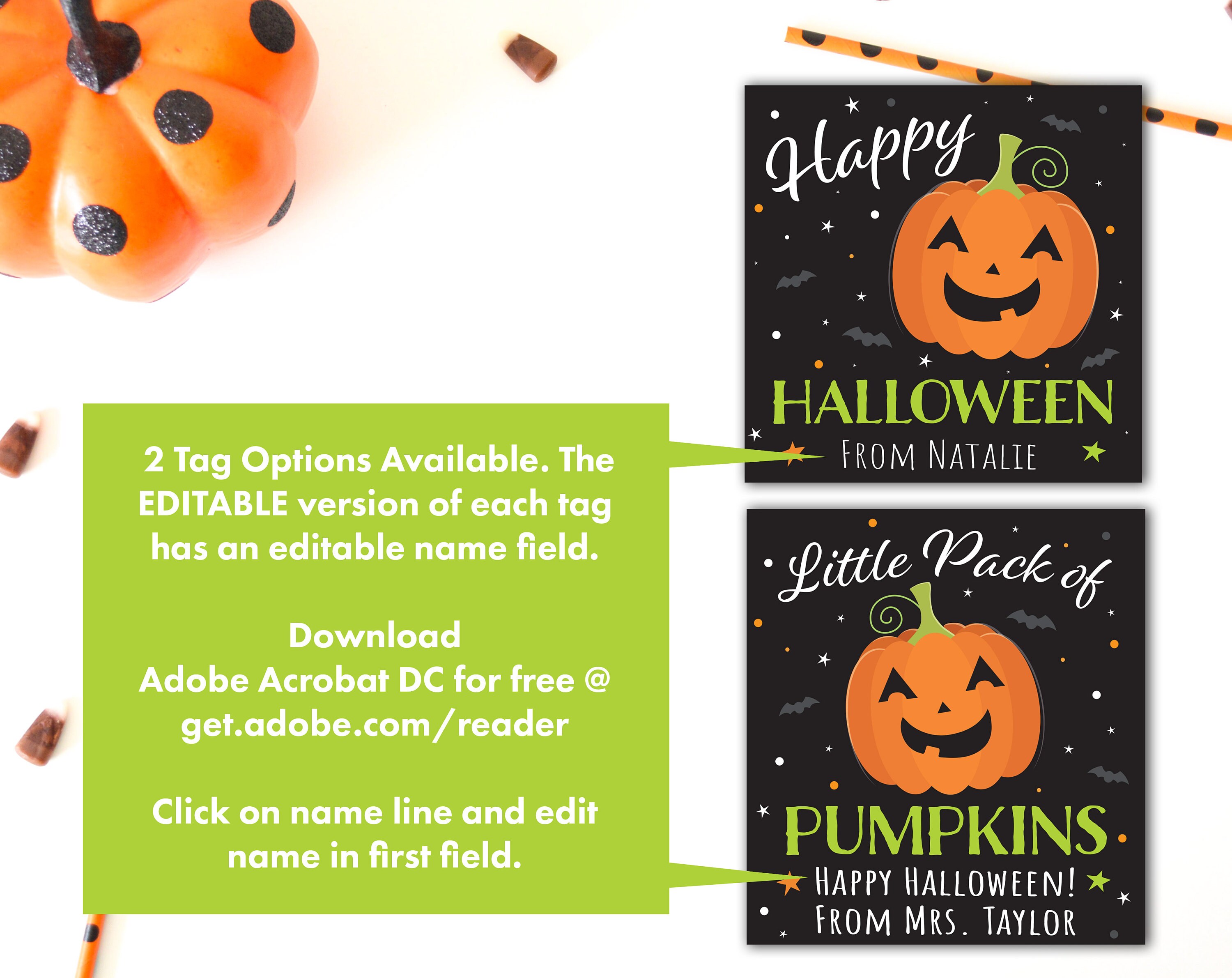 Pumpkin Tagsinstant EDITABLE DOWNLOAD Pumpkin Treat Bag - Etsy