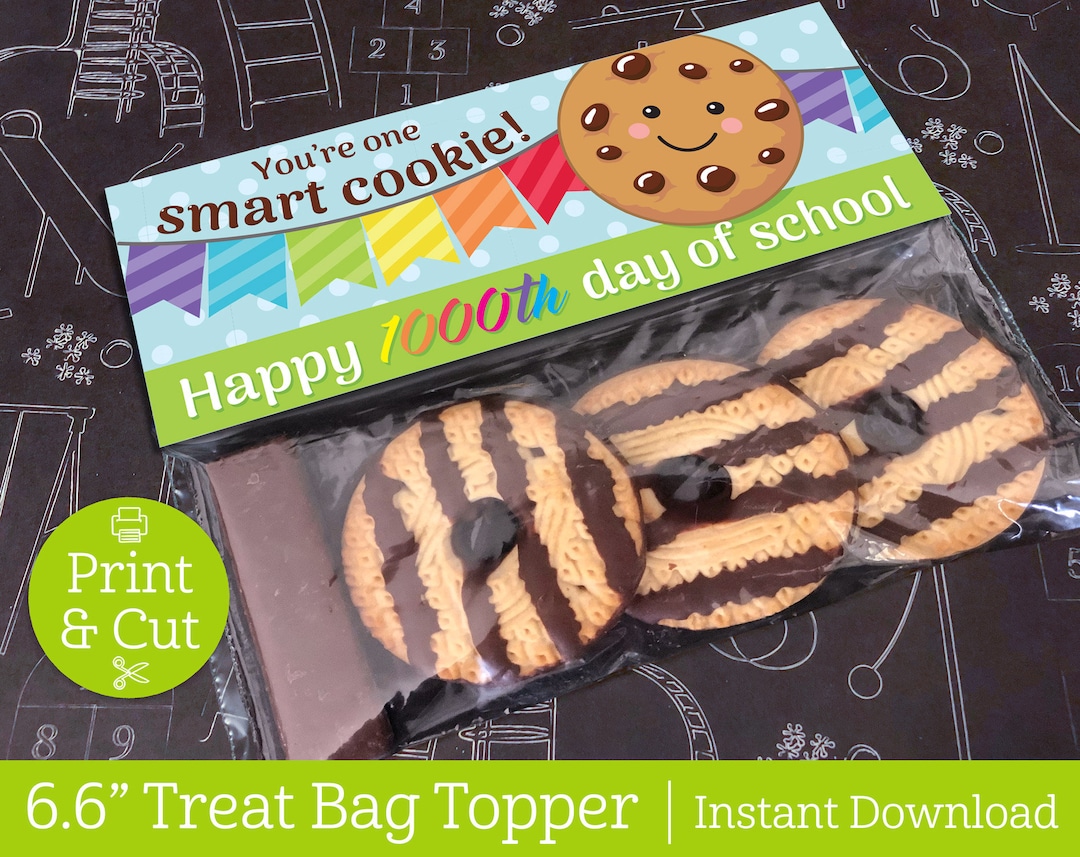 1000th Day of School Bag Topper, INSTANT EDITABLE DOWNLOAD, 1000 Days ...