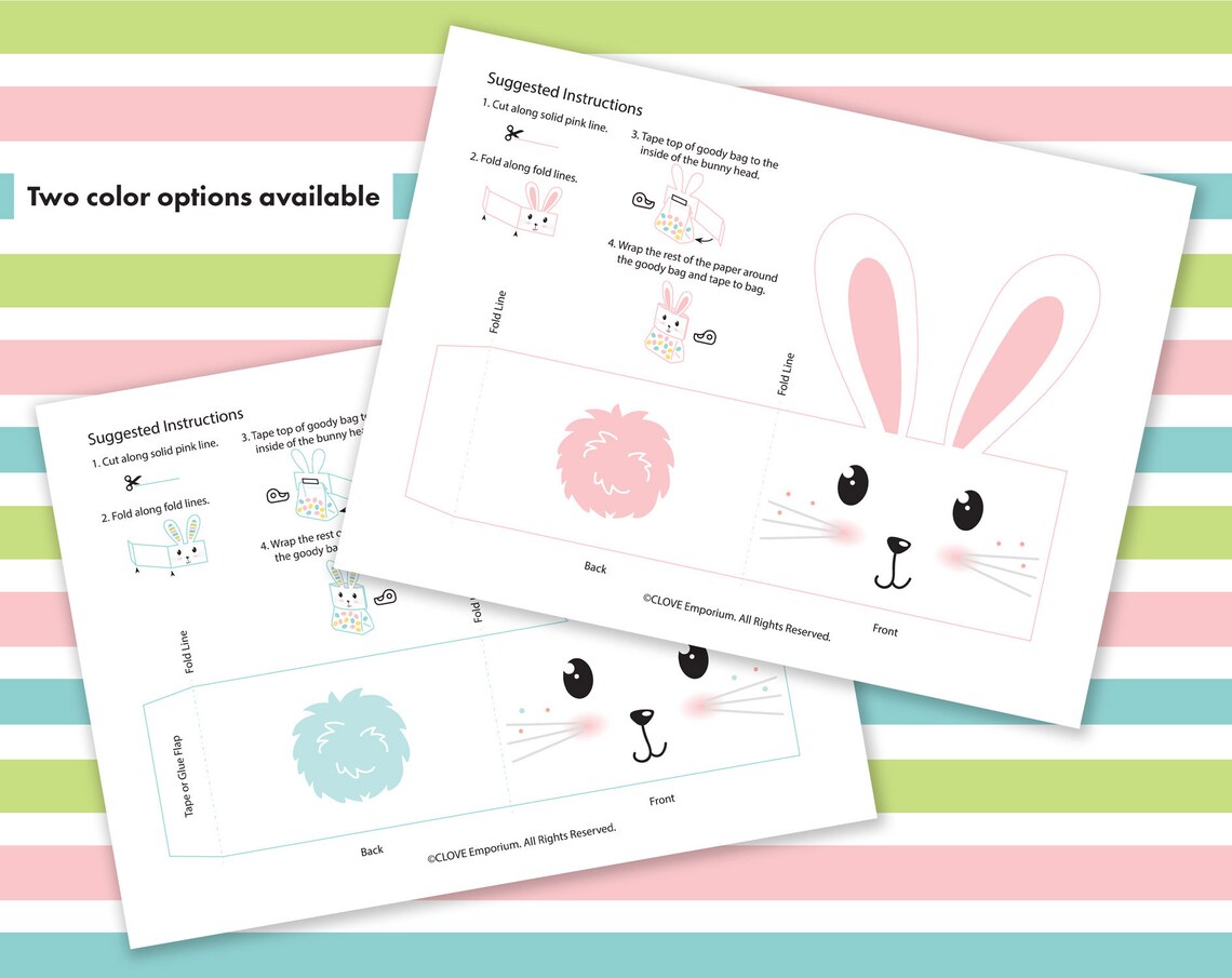 Easter Bunny Bag Toppers INSTANT DOWNLOAD Easter Favors - Etsy