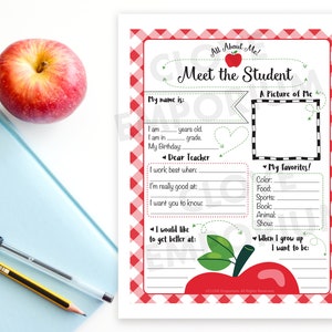 All About Me Student Questionnaire, DIGITAL DOWNLOAD, Student Survey ...