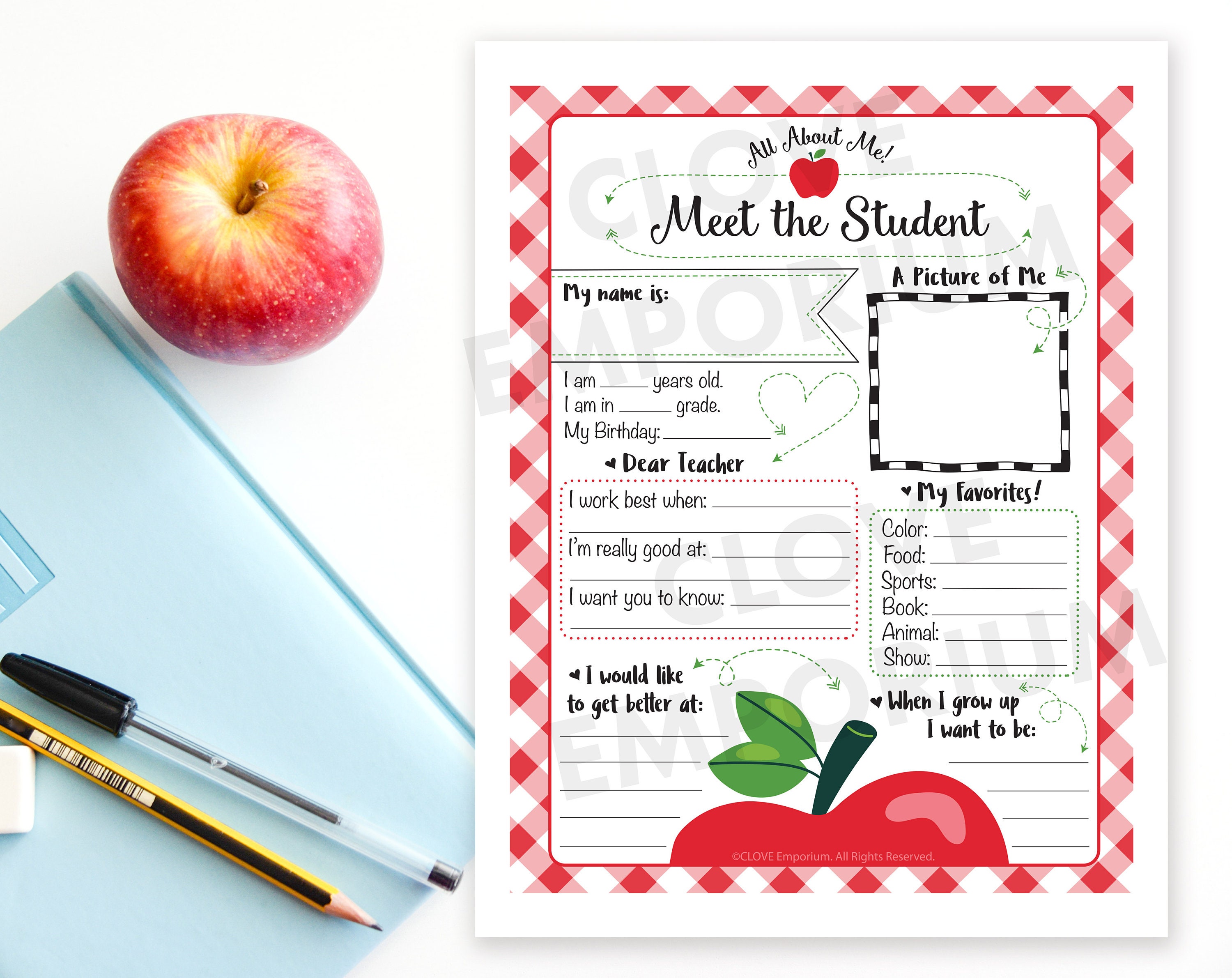 All About Me Student Questionnaire INSTANT DOWNLOAD Student - Etsy