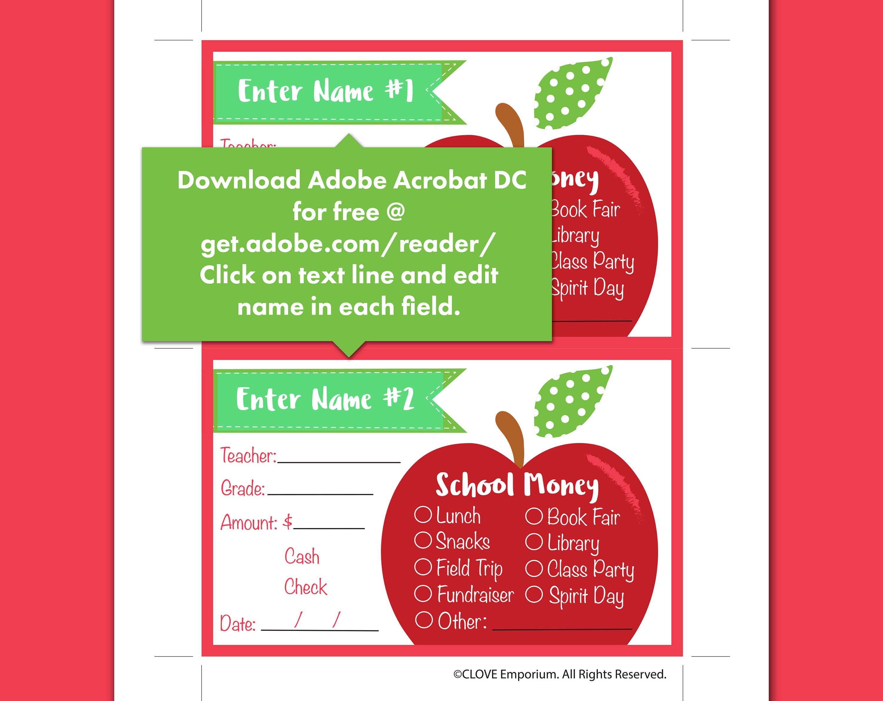 School Money Labels DIGITAL EDITABLE DOWNLOAD Personalized - Etsy