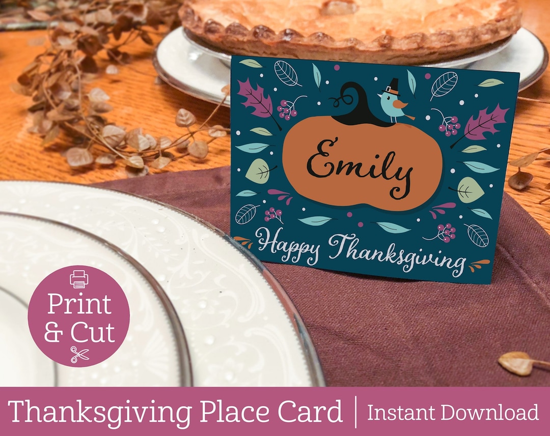 Printable Thanksgiving Place Card, INSTANT EDITABLE DOWNLOAD ...