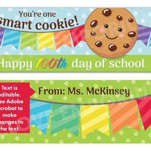 100th Day of School Bag Topper, INSTANT EDITABLE DOWNLOAD, 100 Days ...