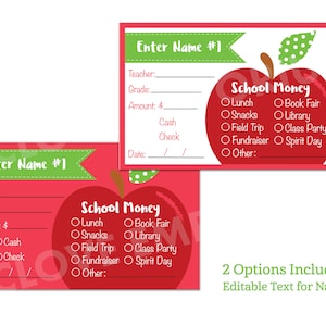 School Money Labels, DIGITAL EDITABLE DOWNLOAD, Personalized Money ...