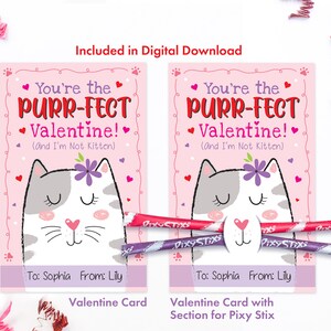 Kitten Valentine's Day Cards, DIGITAL EDITABLE DOWNLOAD, Classroom ...