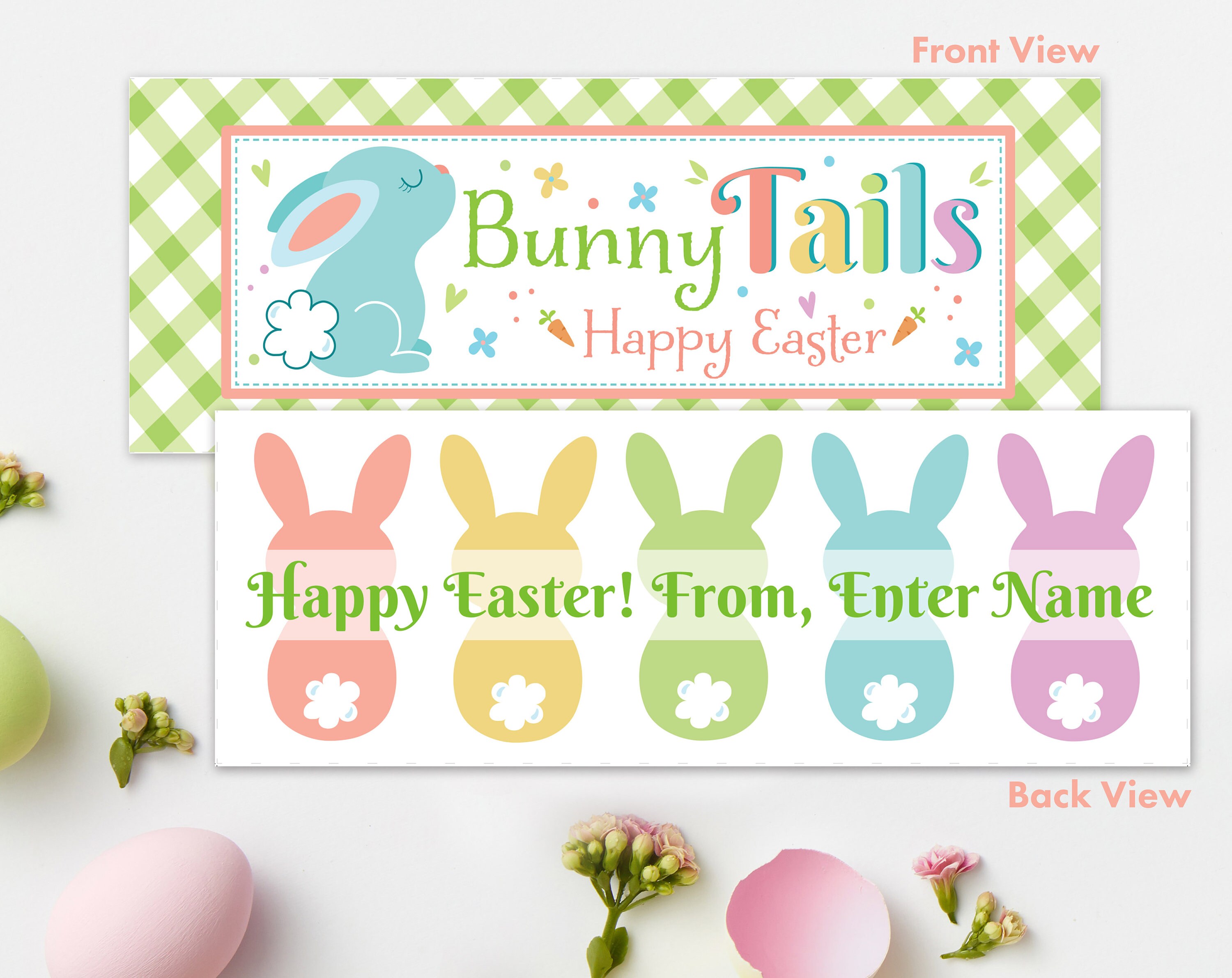 Bunny Tails Gift Tag, DIGITAL EDITABLE DOWNLOAD, Easter Favor, Easter ...