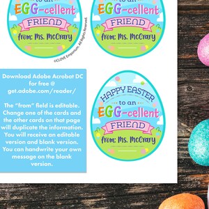 Egg-cellent Friend, Digital Editable Download, Easter Pencil Toppers ...