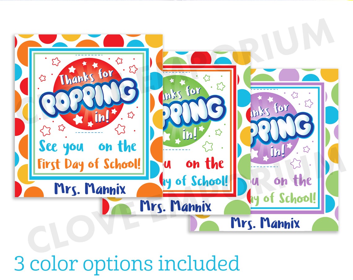 Back to School Lollipop Tag, DIGITAL EDITABLE DOWNLOAD, Thanks for ...