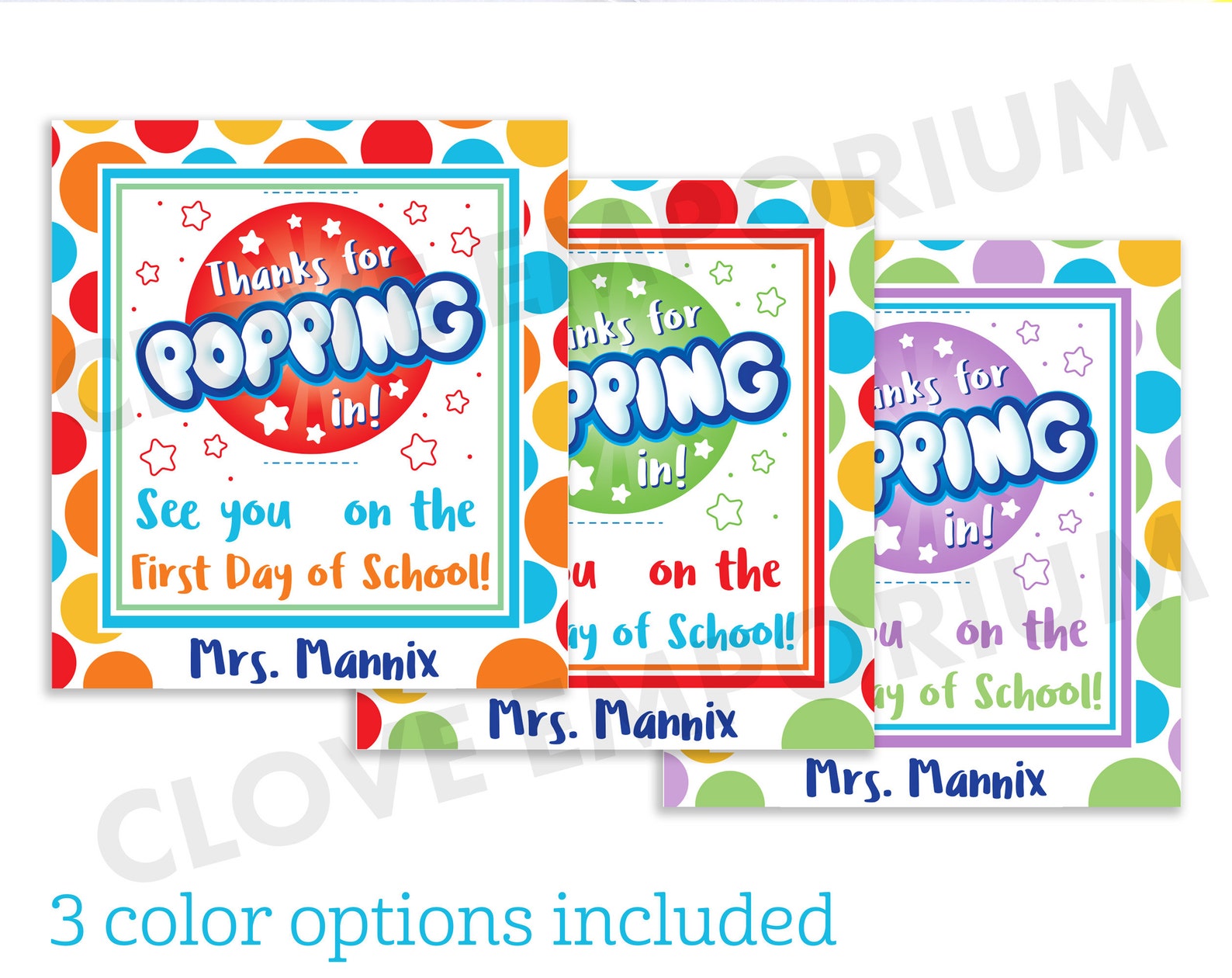 Back to School Lollipop Tag DIGITAL EDITABLE DOWNLOAD Thanks - Etsy