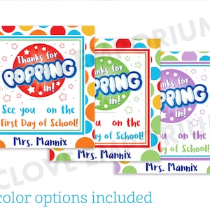Back to School Lollipop Tag, DIGITAL EDITABLE DOWNLOAD, Thanks for ...