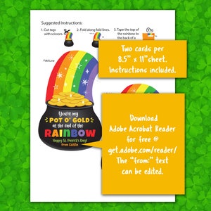 Pot of Gold Gift Tags, INSTANT EDITABLE DOWNLOAD, St Patricks Day ...