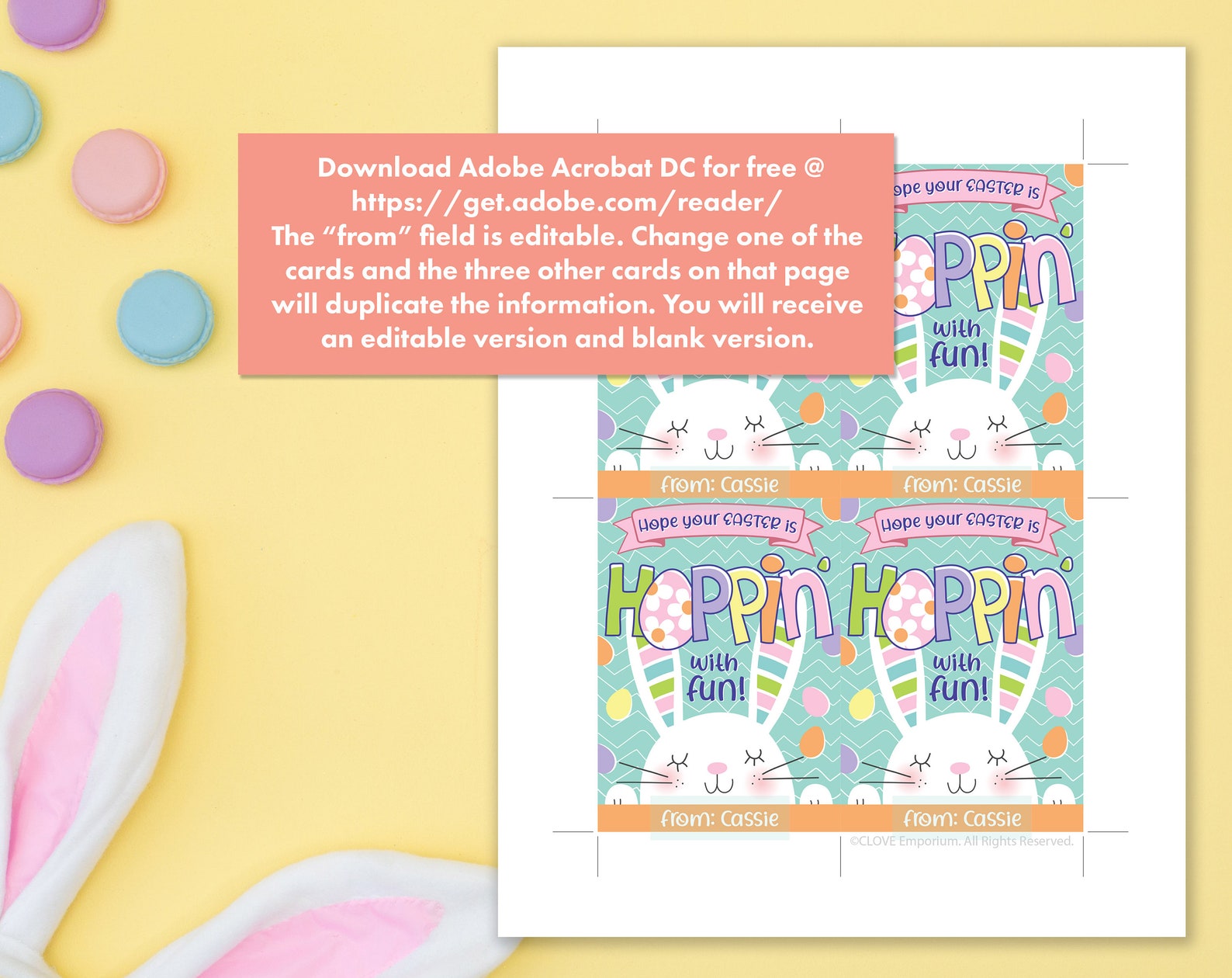 Hippity Hoppity Easter Cards Instant Editable Download - Etsy