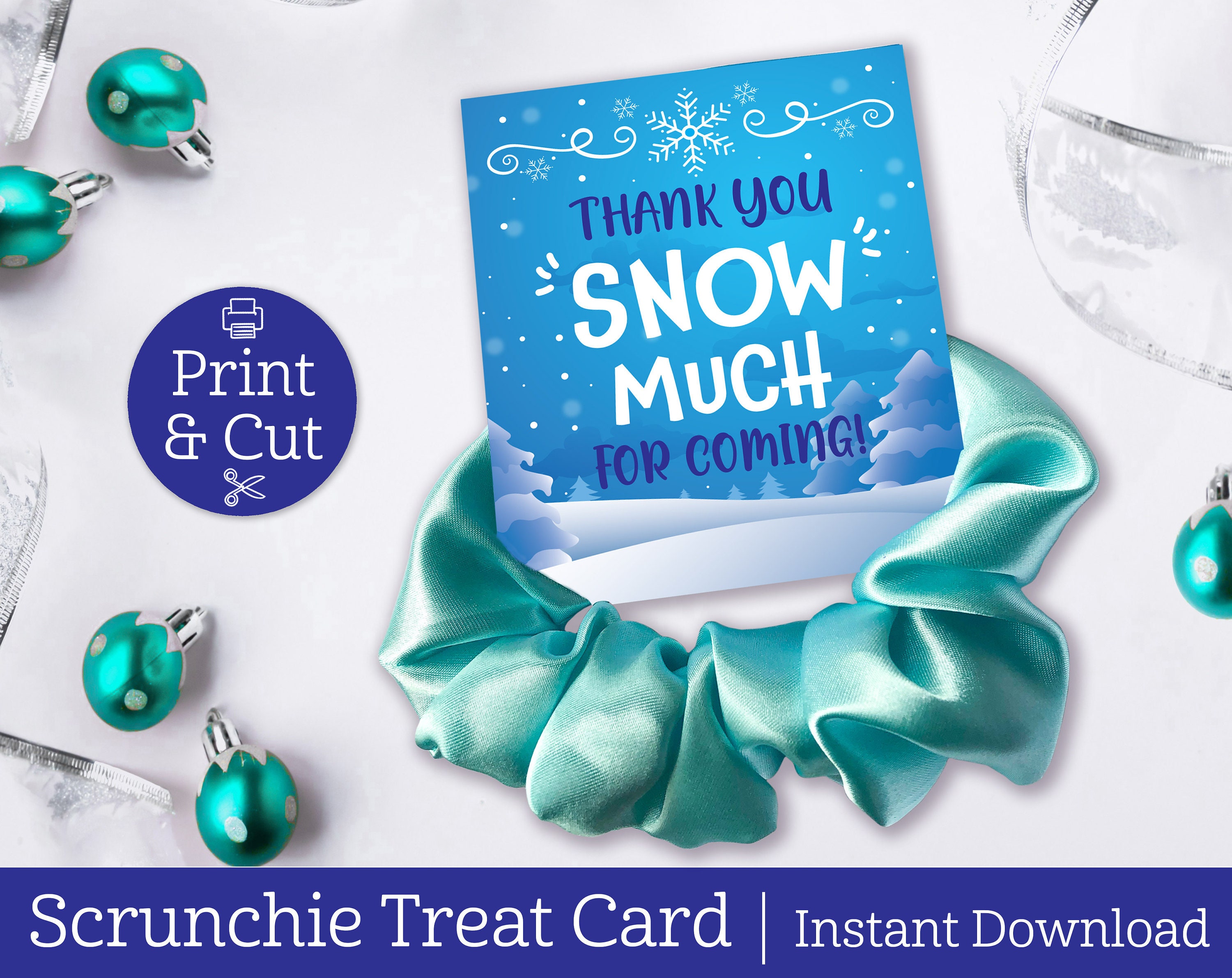 Scrunchie Tag INSTANT EDITABLE DOWNLOAD Thank You Snow Much - Etsy