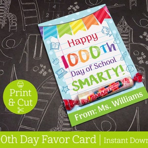 1000th Day of School Smarty, INSTANT EDITABLE DOWNLOAD, 1000 Days ...