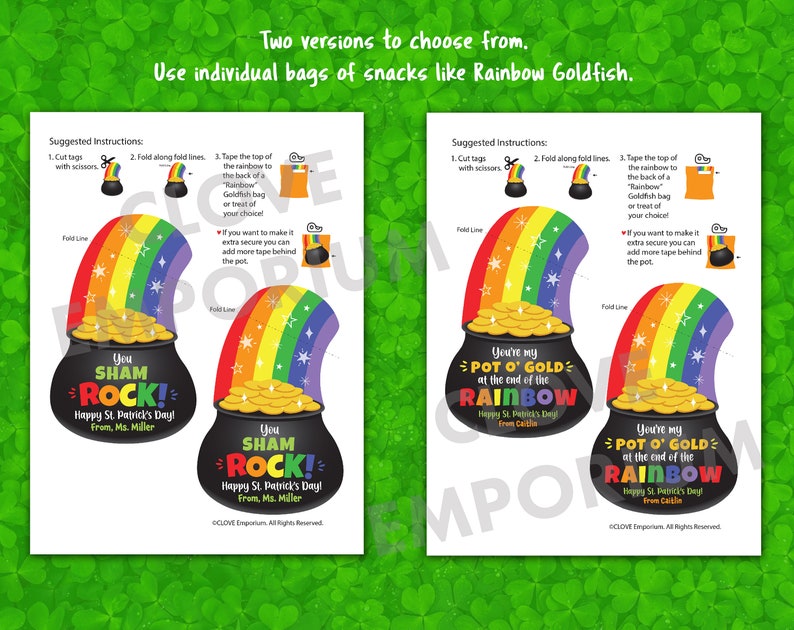 Pot of Gold Gift Tags INSTANT EDITABLE DOWNLOAD St Patricks - Etsy