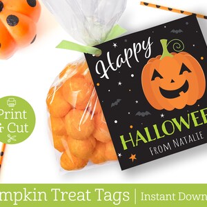 Pumpkin Tags,instant EDITABLE DOWNLOAD, Pumpkin Treat Bag, Non-candy ...